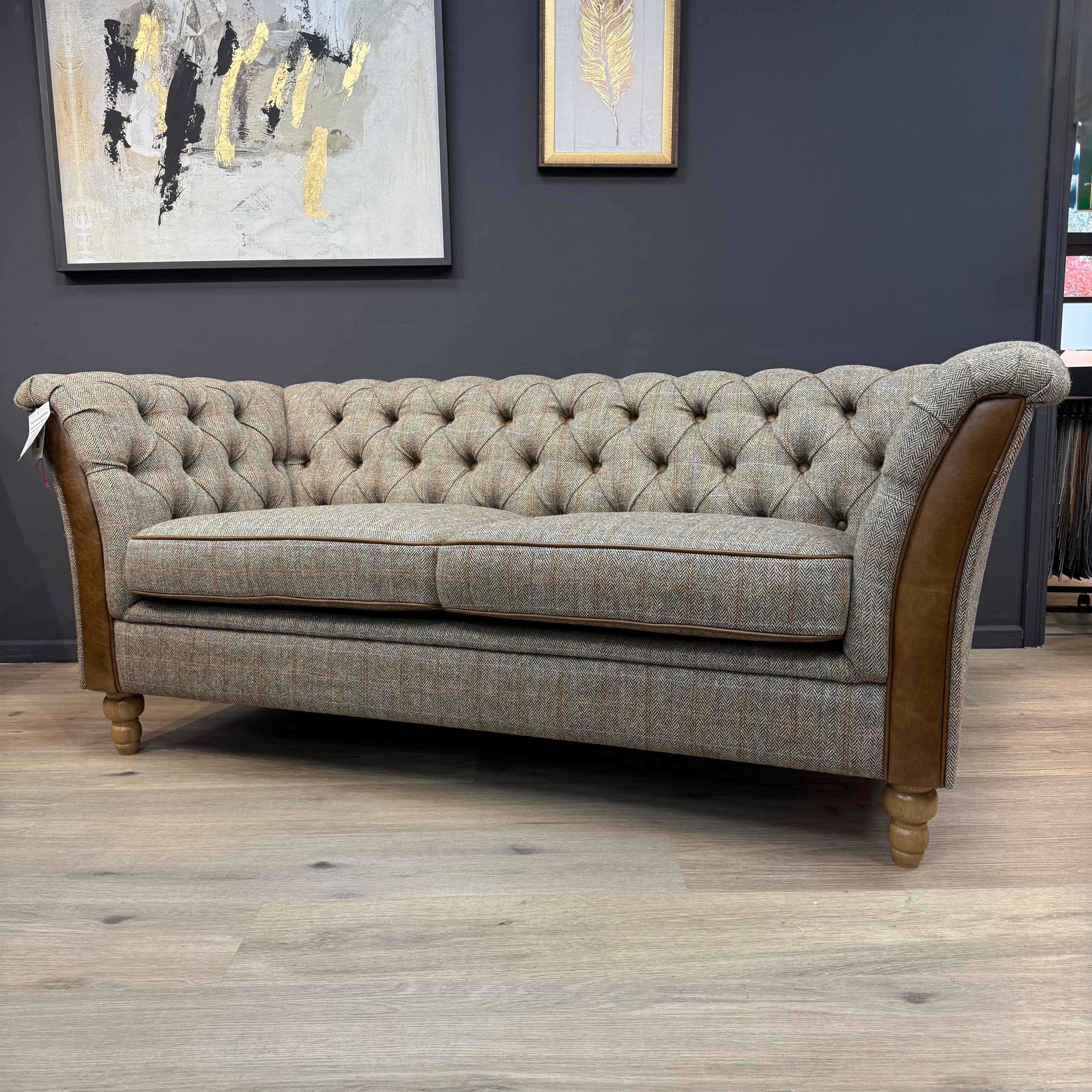 Tiree Harris Tweed Sofa | Brown And Beige Herringbone – Rydan Interiors