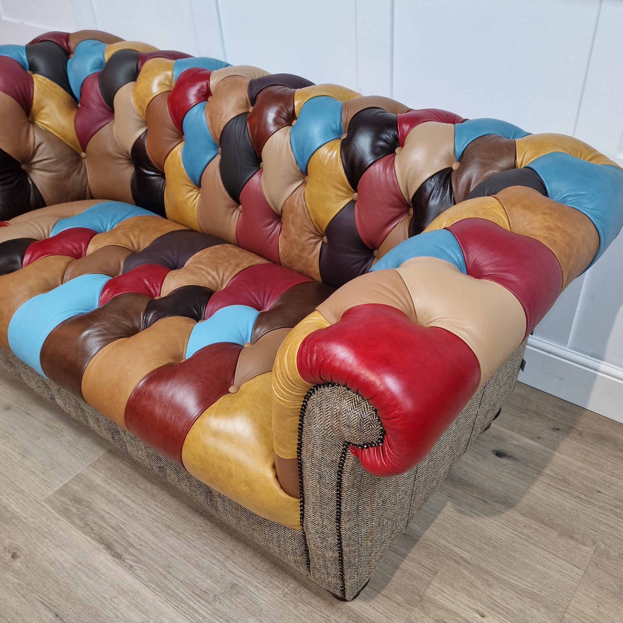 Leather Patchwork & Harris Tweed Sofa - Irvine | Rydan Interiors