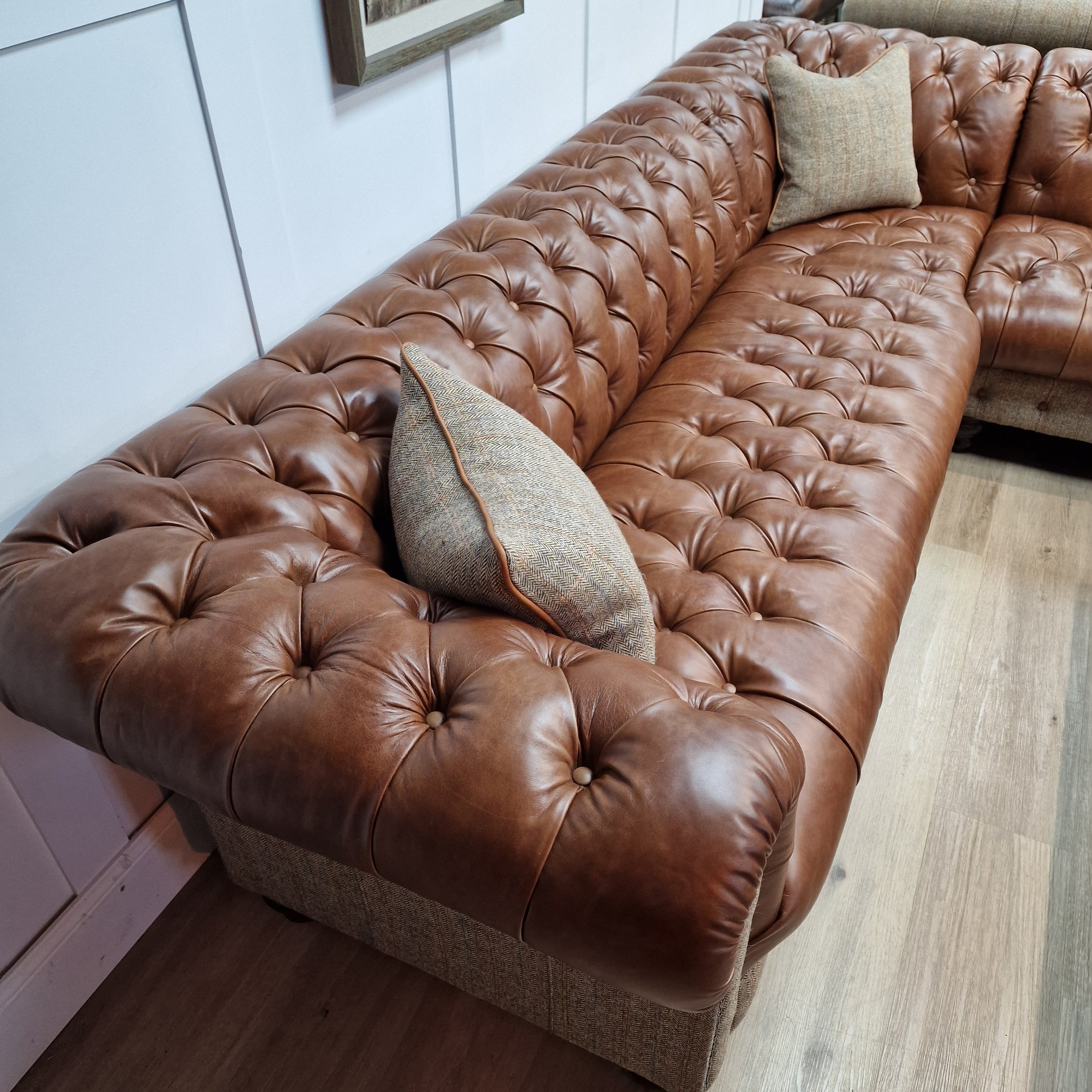 Buck | Beige Harris Tweed & Leather - Corner Sofa | Rydan interiors ...